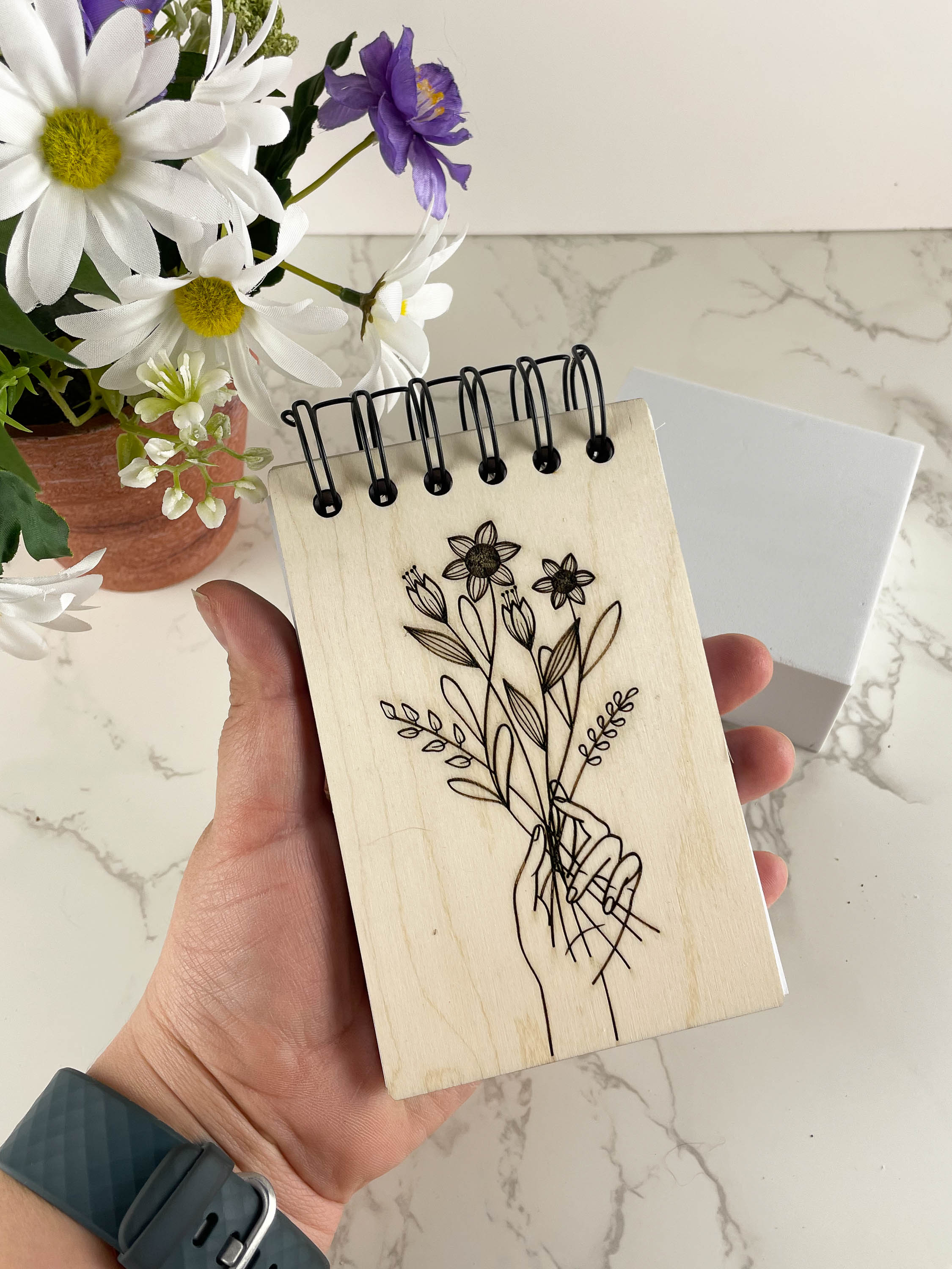 Handcrafted Wooden Notepad: Handpicked Flowers – Applefallsprints