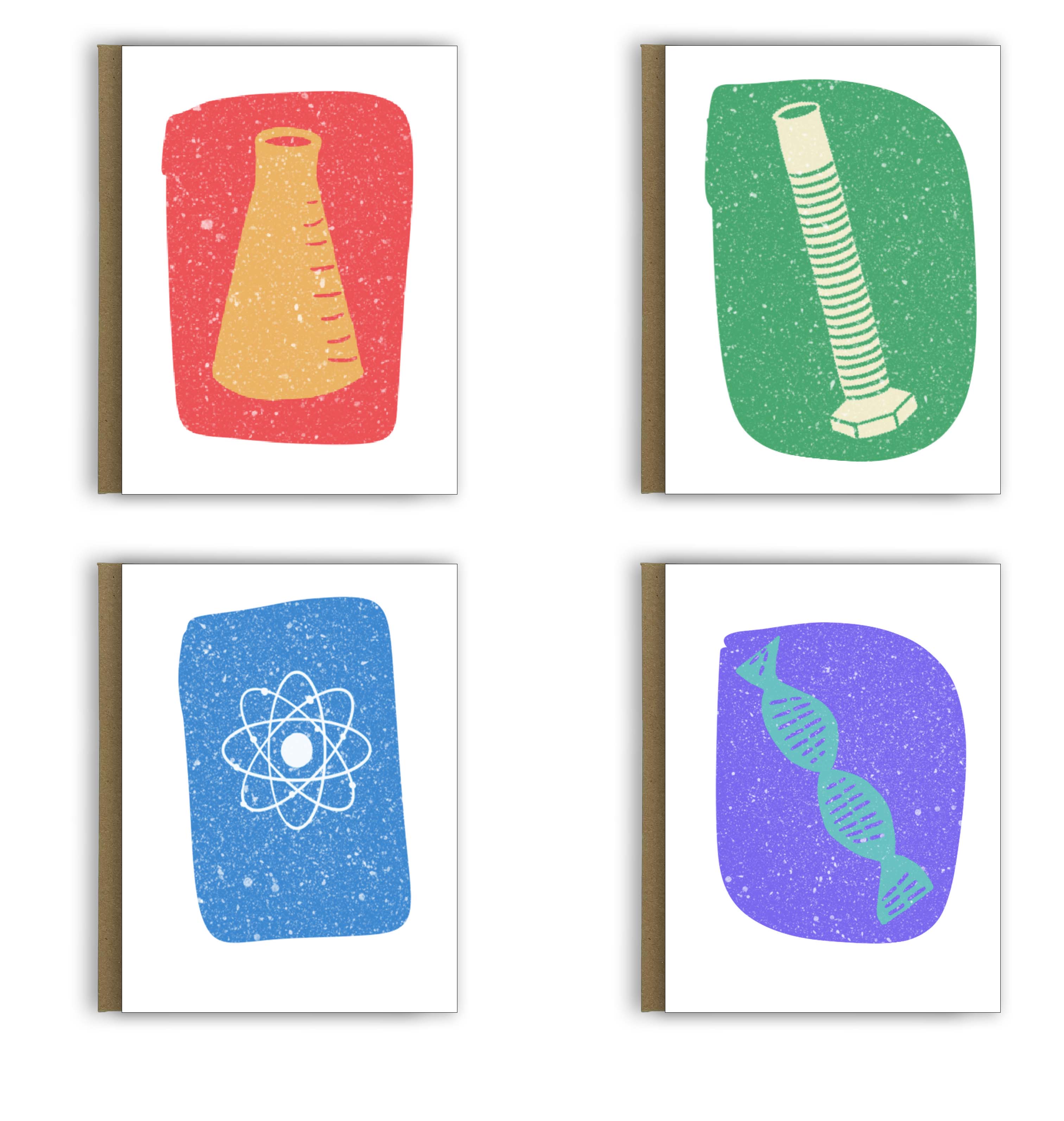 Science Tools Themed Greeting Card Set| Set of 4. | Science Card Bundl ...